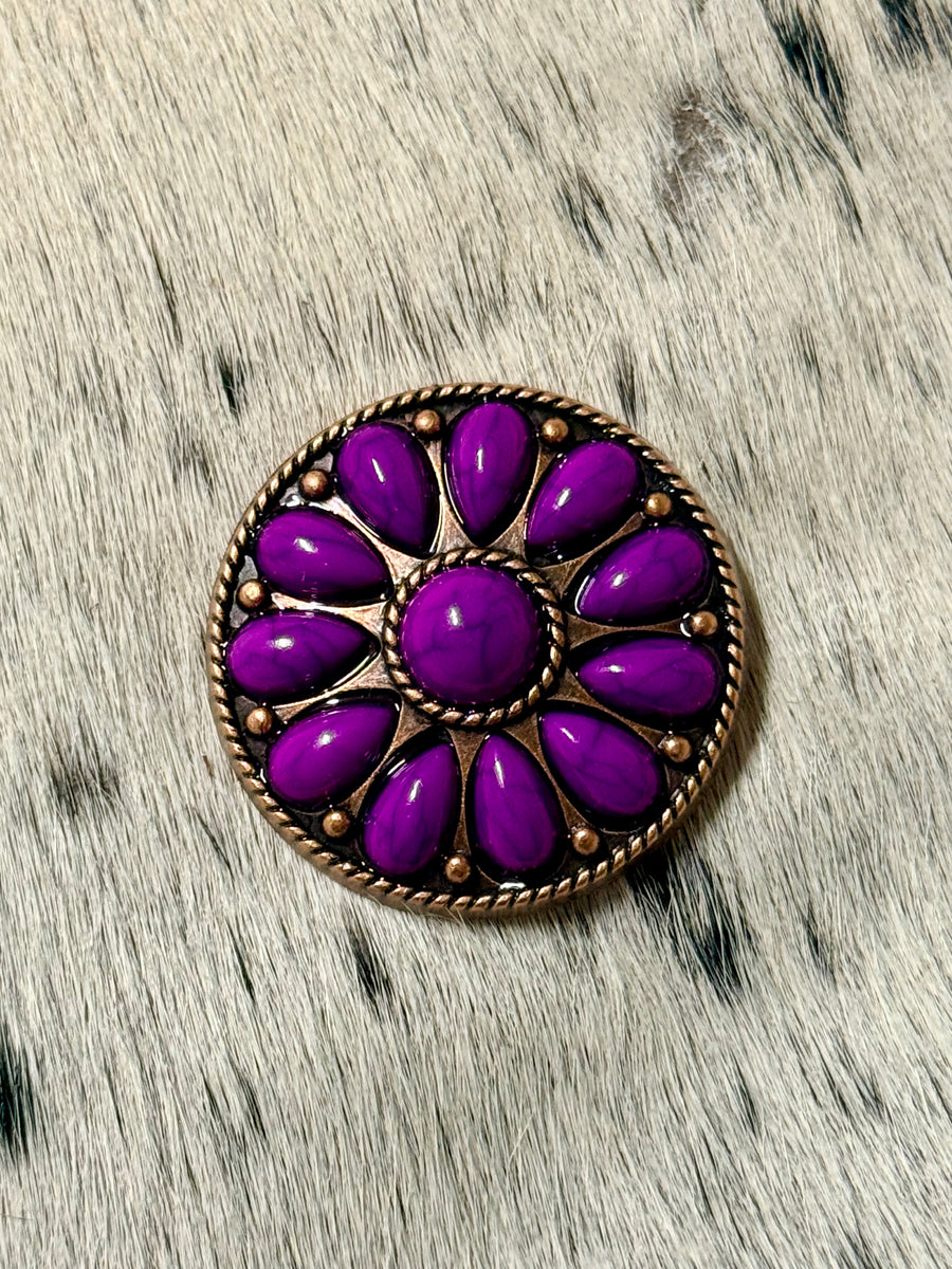 1.5” Decorative Antique Copper Concho with Purple Stones – High Desert ...