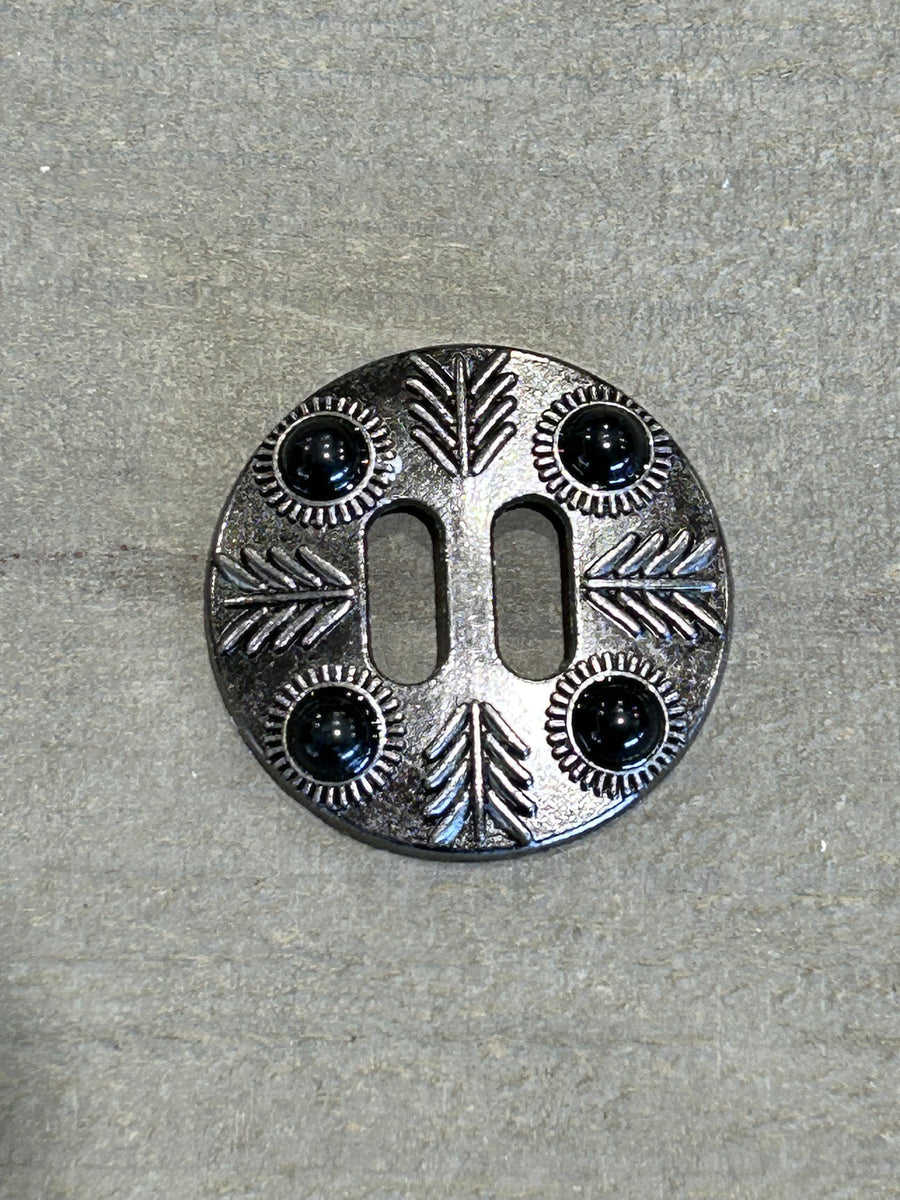 1.5" Antique Nickel Arrow Slotted Concho with black color stones – High ...