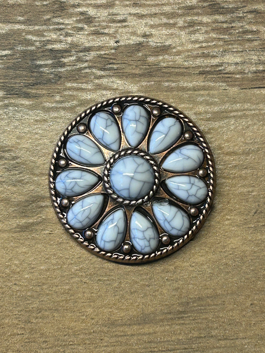 1.5” Decorative Antique Copper Stone Concho with White Stones – High ...