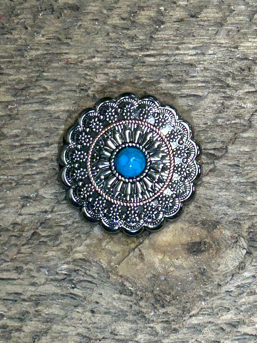 1.5" Two-Tone Victorian Style with Faux Turquoise Stone Concho – High ...