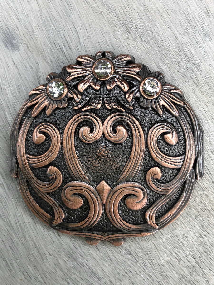 1.5” Copper Wild Flower Concho with clear stones – High Desert Conchos