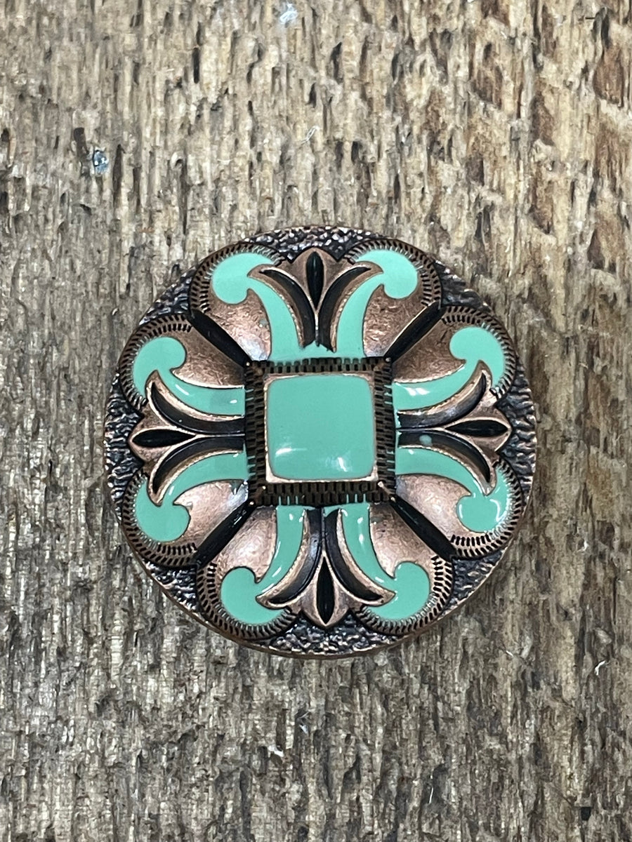 1.5" Copper Concho with Light Green Enamel – High Desert Conchos