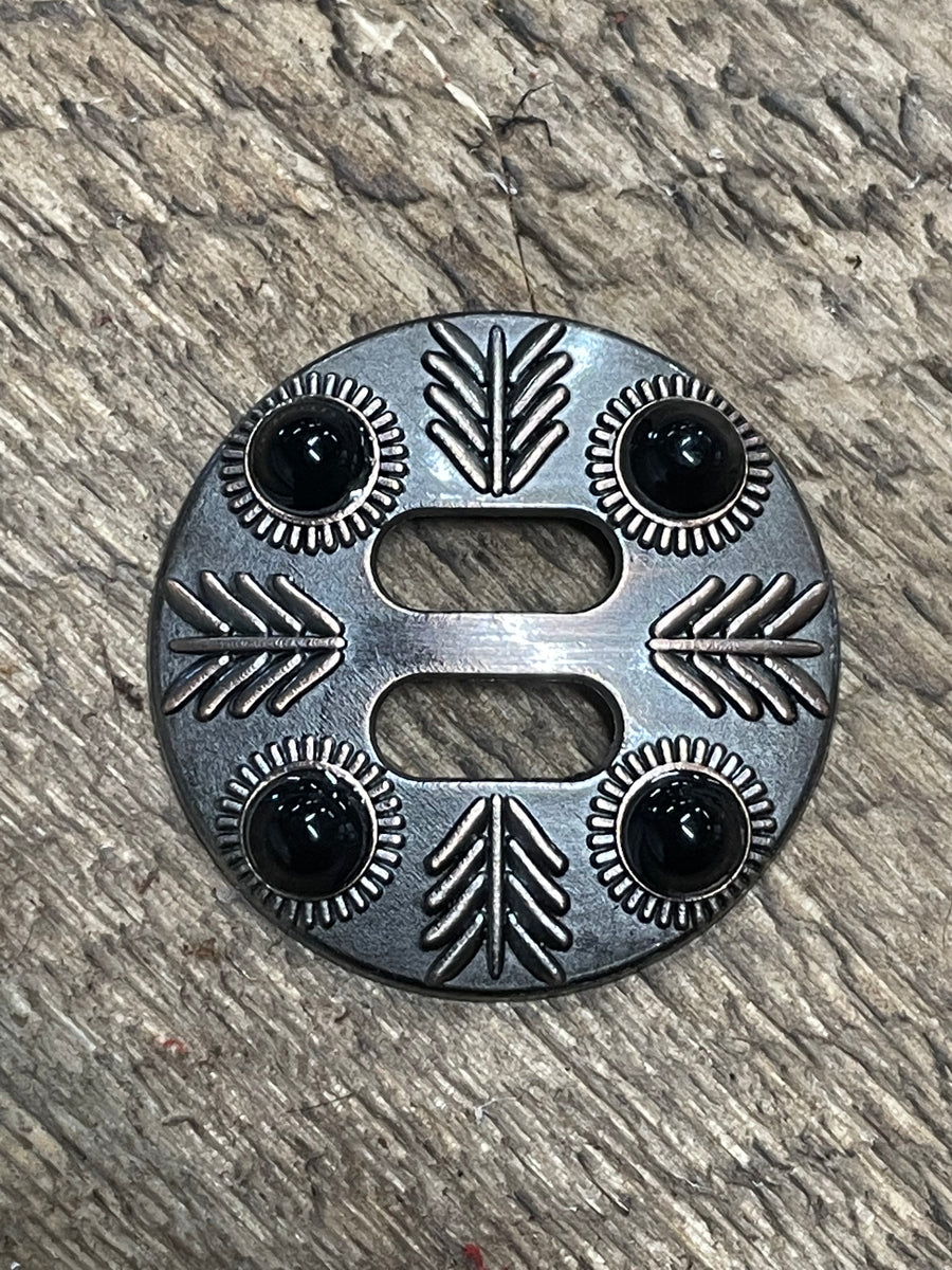 1.5" Copper Arrow Slotted Concho with black color stones – High Desert ...